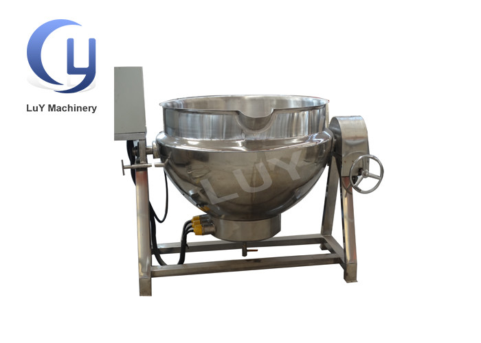 Tilting Industrial Steam Jacketed Kettle For Cooking , Gas Electric Heating Tilting Industrial Steam Jacketed Kettle For Cooking , Gas Electric Heating